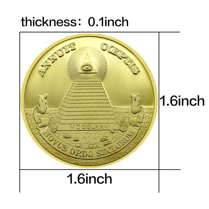 100PCS Masonic Coin Commemorative Badge Eye Plated Gold Souvenir ...