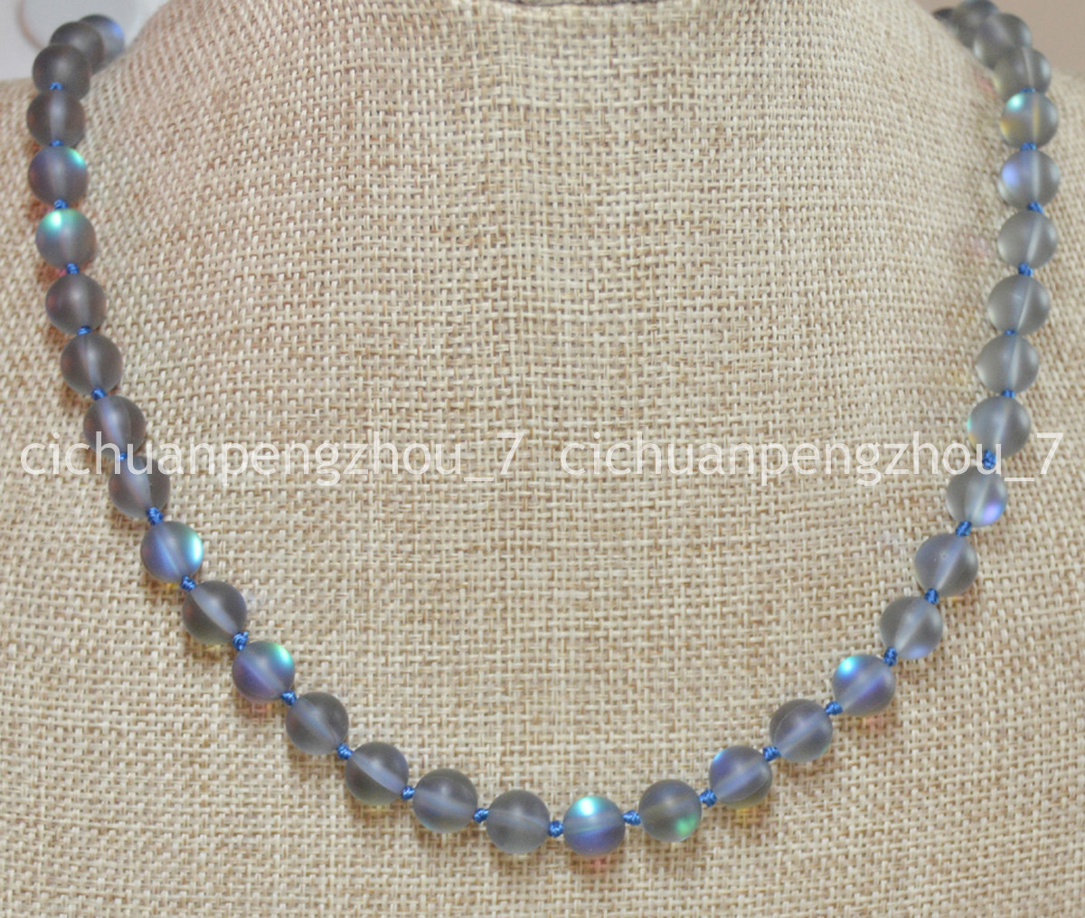 Natural 8mm Gray Gleamy Rainbow Moonstone Round Gems Beads Necklaces 16 ...
