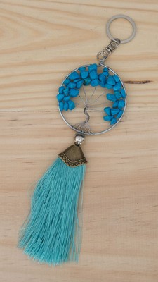 Keyring Tree of Life Ø2 9/16in Jewelry-Chakra Bag Stone Color Turquoise ...