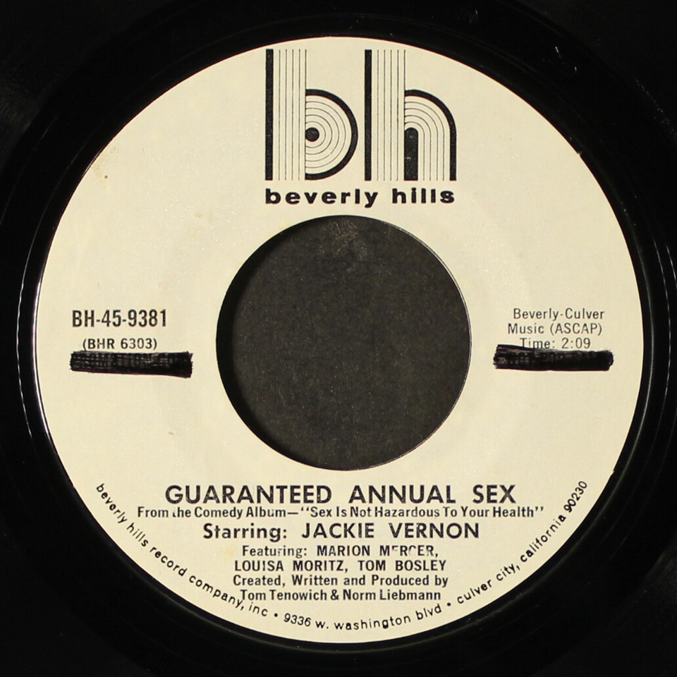 JACKIE VERNON: guaranteed annual sex / calling polly loomis BEVERLY ...