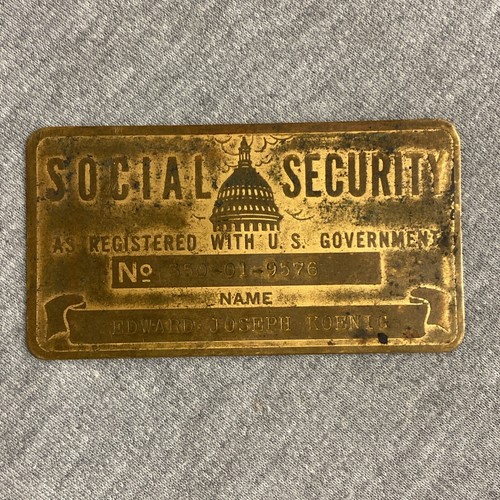 Vintage Metal Social Security ID Card - Stamped | eBay
