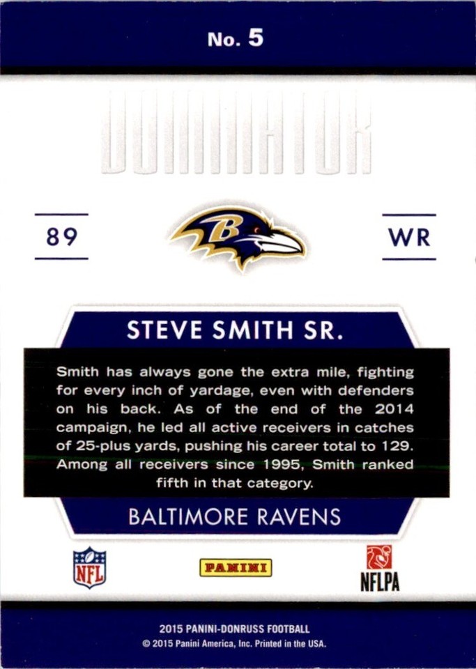 2015 Donruss Steve Smith Jr /999 Baltimore Ravens #5 | eBay