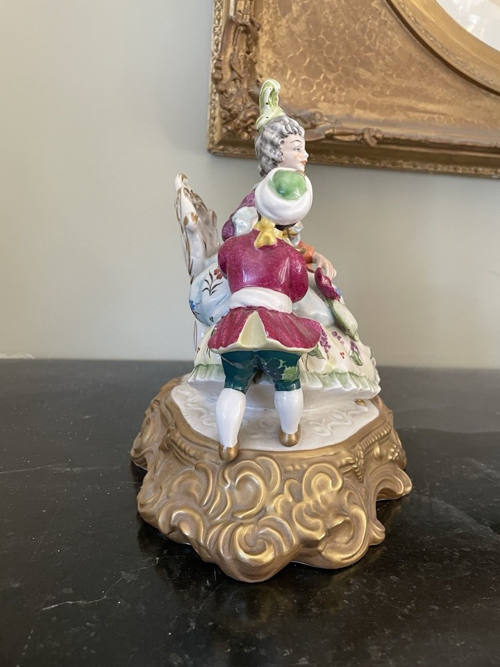 Dresden Porcelain Figurine Rococo Lady With A Footman German 19th/20th ...