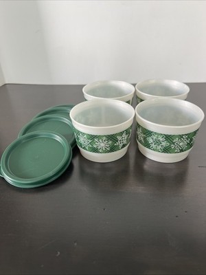 Tupperware Christmas Snack Cups 4 oz. Snowflake Green Set of 4 | eBay