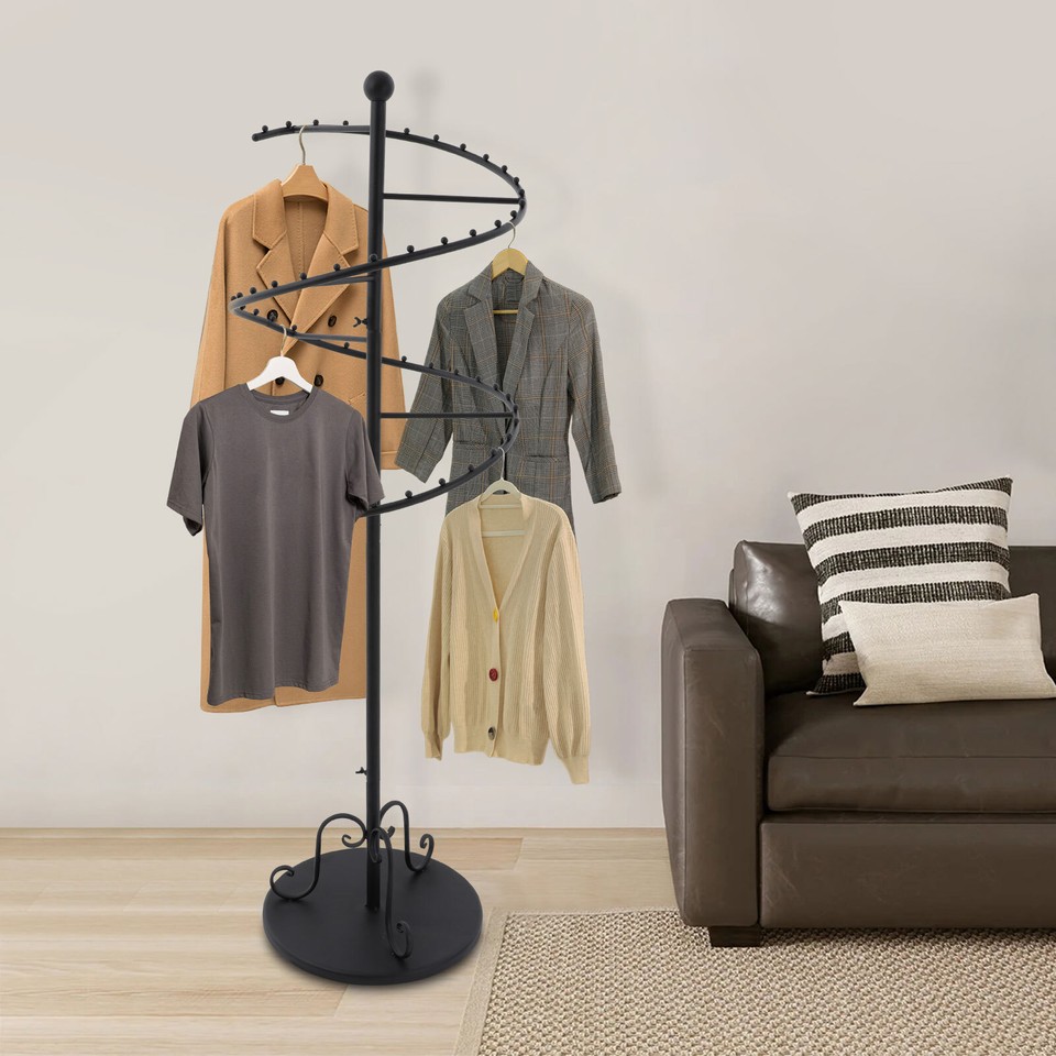 Spiral Rotating Clothes Rack Heavy Duty Garment Rack Bedroom Carbon ...