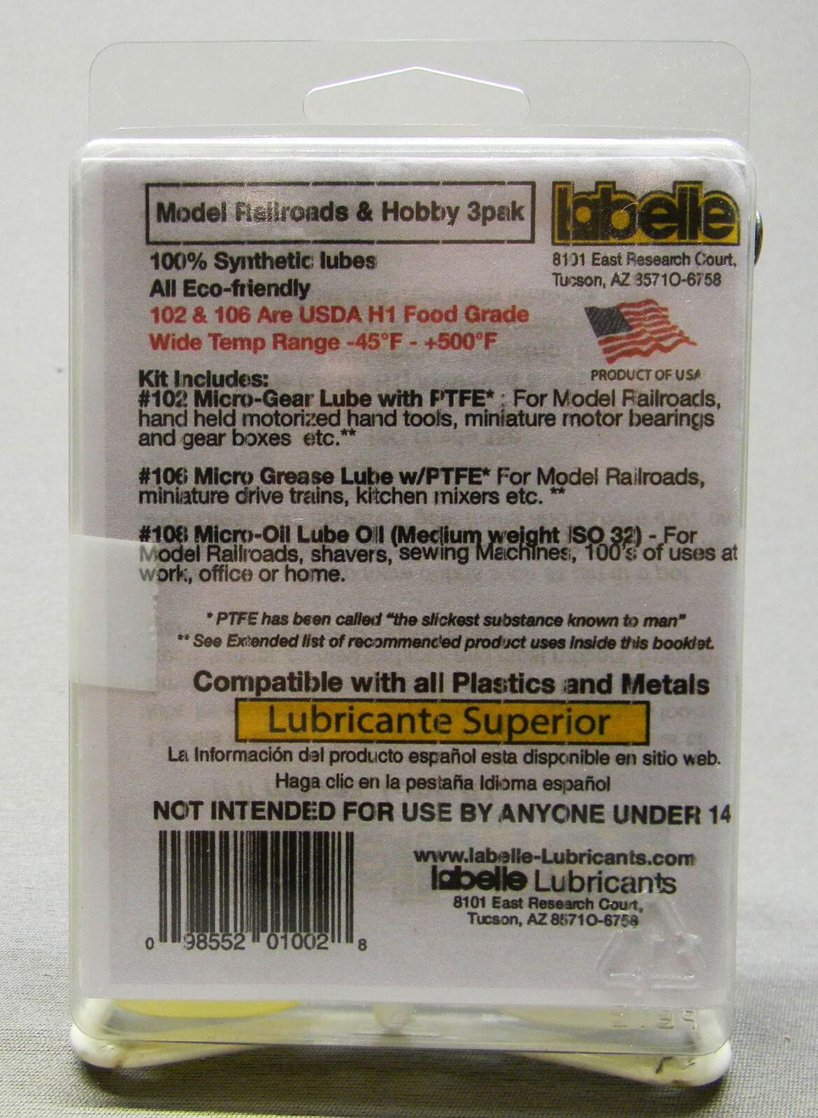 LABELLE LUBRICANTS 3 PACK #102 #106 & #108 PTFE H1 food grade oil ...