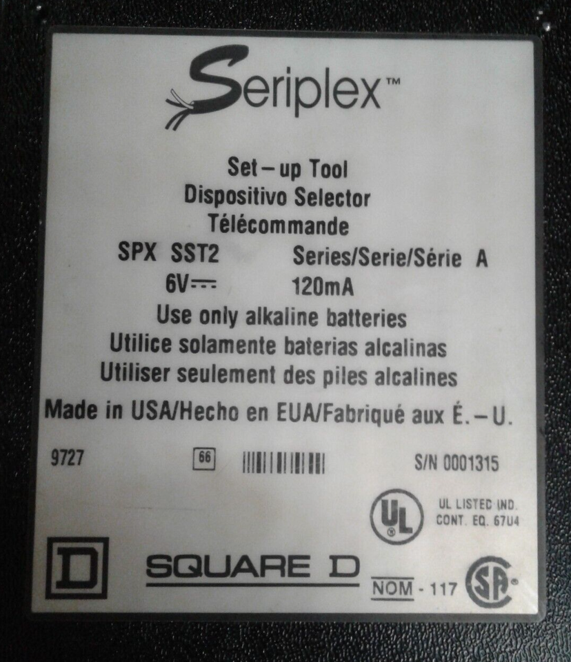 Seriplex SPX SST2 Series A Set-Up Tool Dispositive Selector 6V 120mA ...