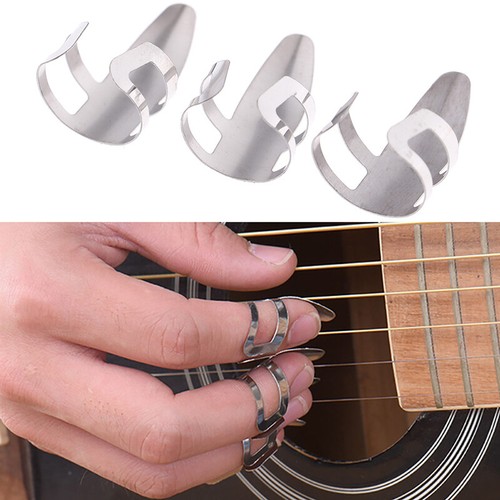 3Pcs Stainless steel finger guitar pick slide gui DB | eBay