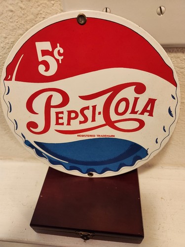 Pepsi - Cola 5 Cents Porcelain 8 " Round Sign | eBay