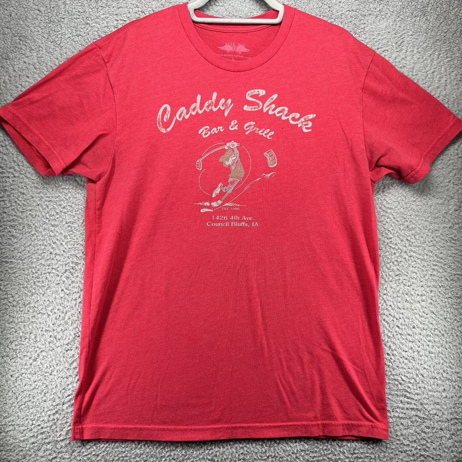 DIVE BAR SHIRT CLUB Shirt Mens Large Red Caddy Shack Council Bluffs dive-bar-shirt-club-shirt-mens-large-red-caddy-shack-council-bluffs