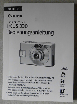 Canon Digital Ixus 330, Bedienungsanleitung. | eBay.de