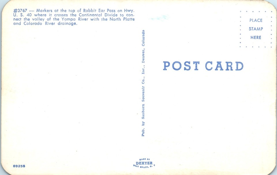 COLORADO RABBIT EAR PASS VINTAGE STREET SIGN MARKERS HWY US 40 POSTCARD ...