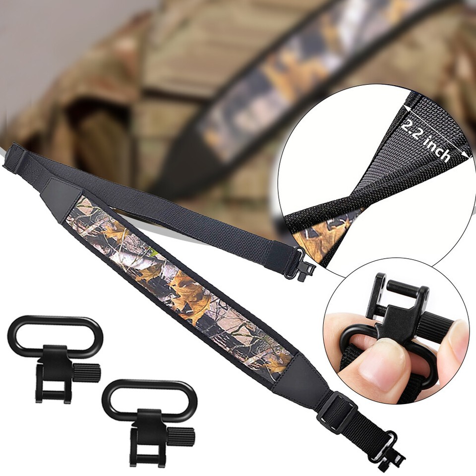 Camouflage Two Point Rifle Gun Sling With Swivels Shoulder Padded ...
