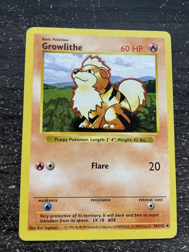 GROWLITHE / CANINOS SHADOWLESS - POKÉMON 28/102 BASE SET ENGLISH | eBay
