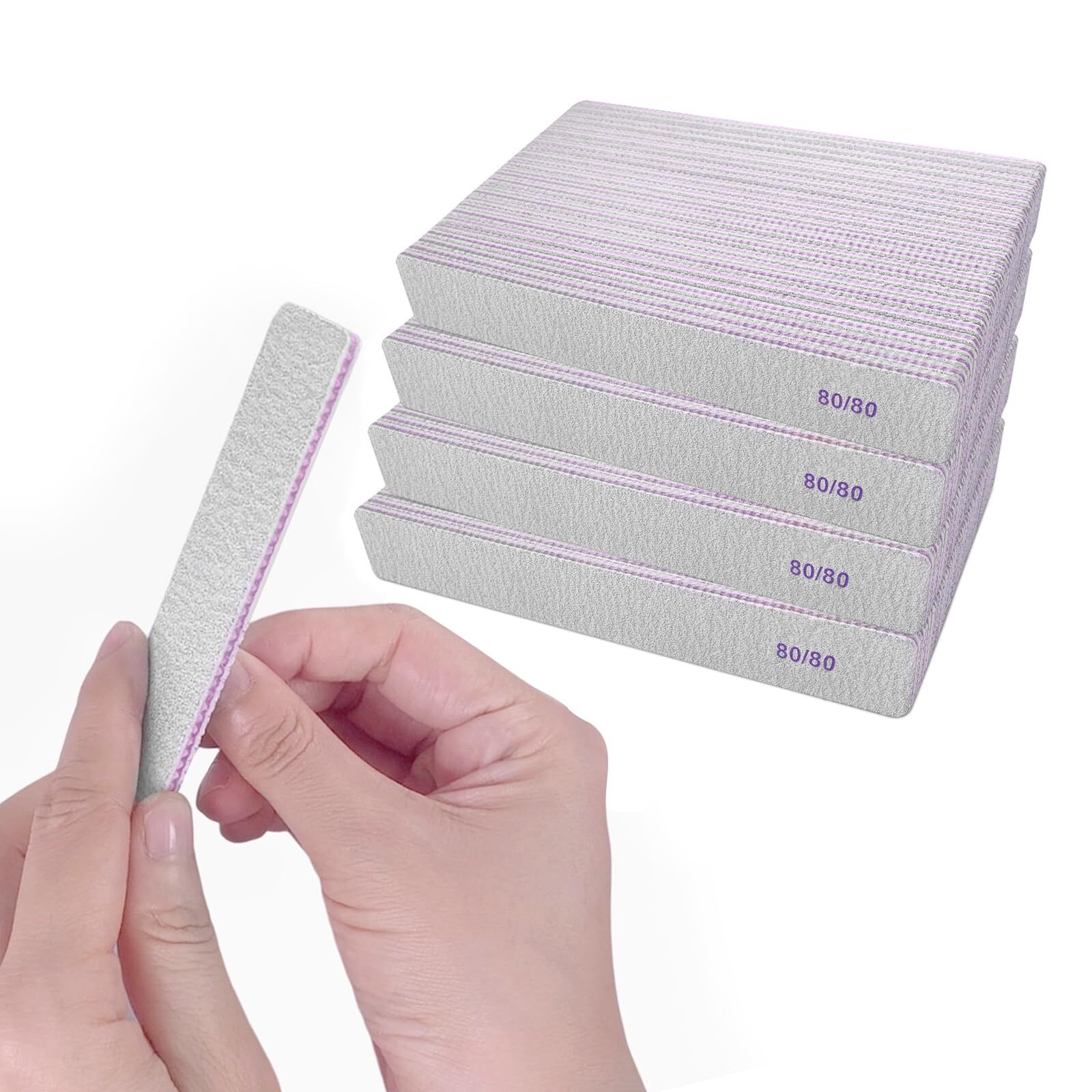 100 Pack 80/80 Double Sided Emery Boards Nail Files for Acrylic Gel ...