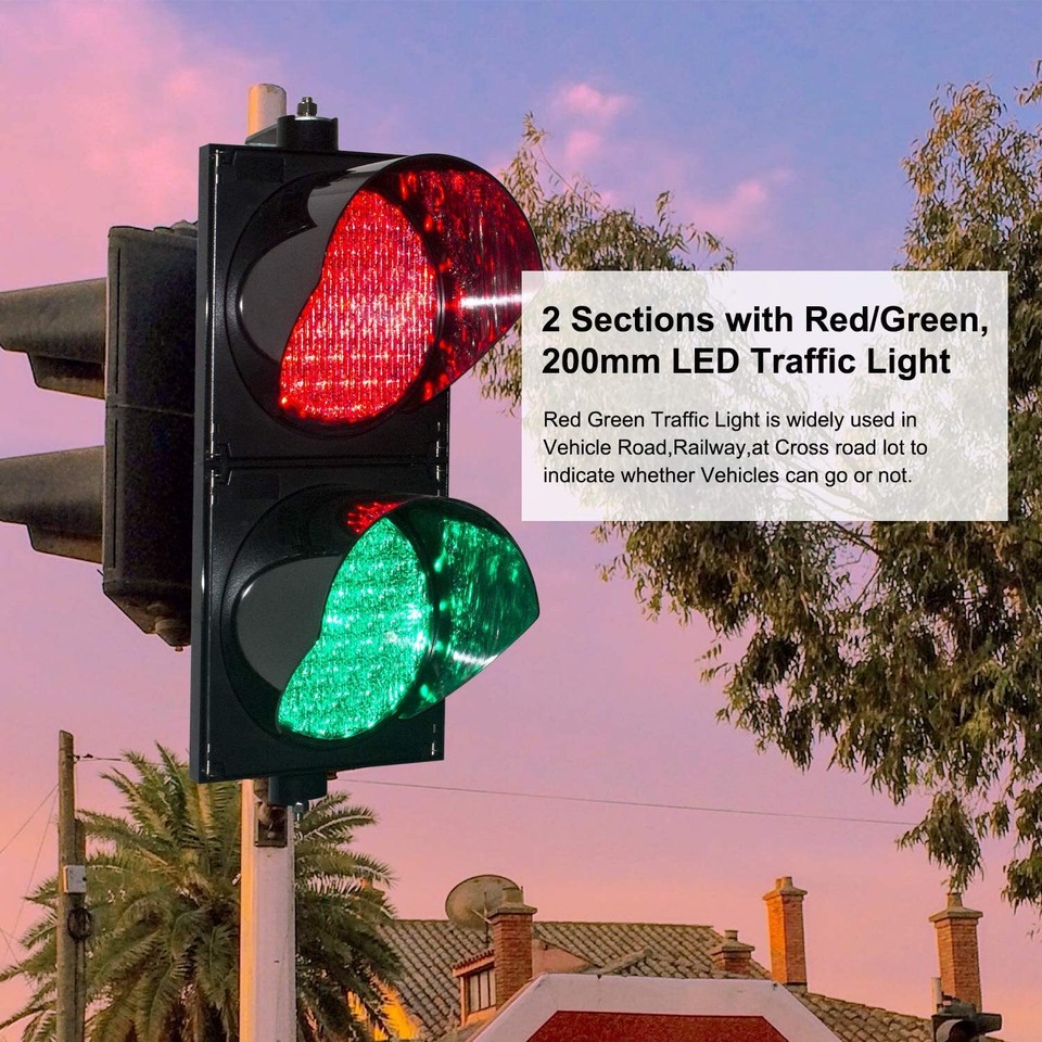 AC85-265V 200Mm(8Inch) Traffic Light, Red/Green Stop and Go Light, Led ...