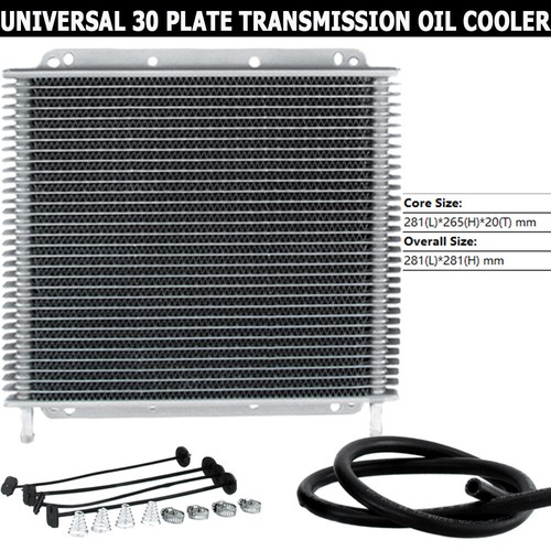 UNIVERSAL 30 PLATE TRANSMISSION OIL COOLER+3/8" BARB FITTING 1.2M HOSE ...
