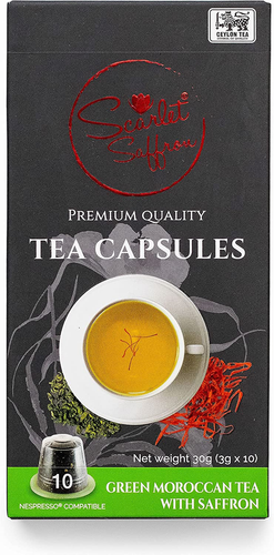 Green Tea Capsules with Saffron (10 Pack) 10 Moroccan Tea Infusion- 30 ...