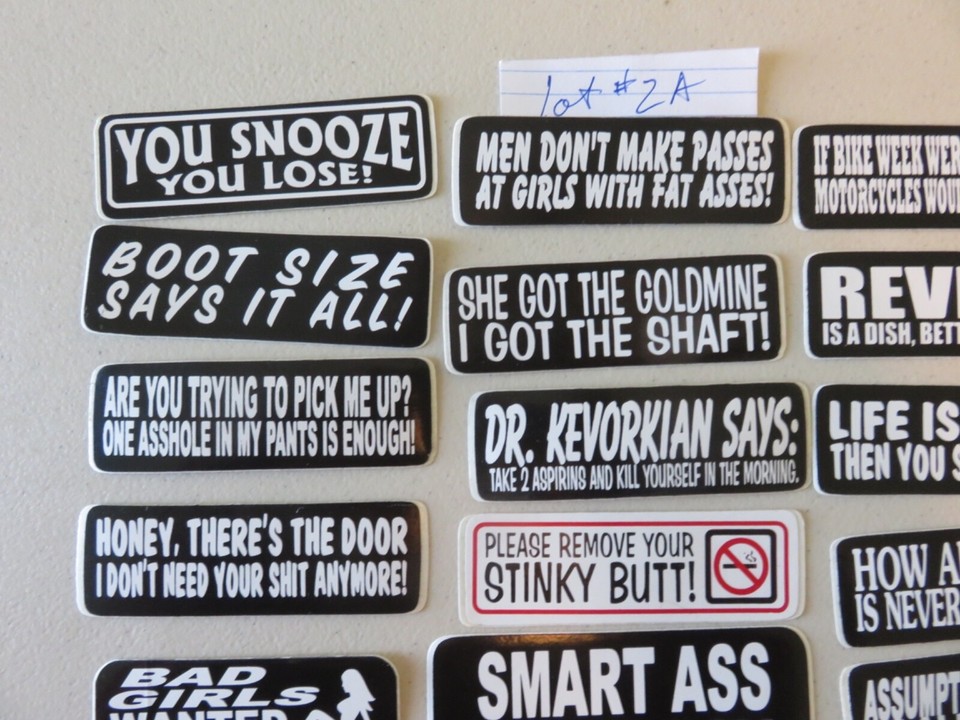21 DIFFERENT RUDE AND CRUDE STICKERS FOR-BIKERS-HELMETS- LOT #2A | eBay