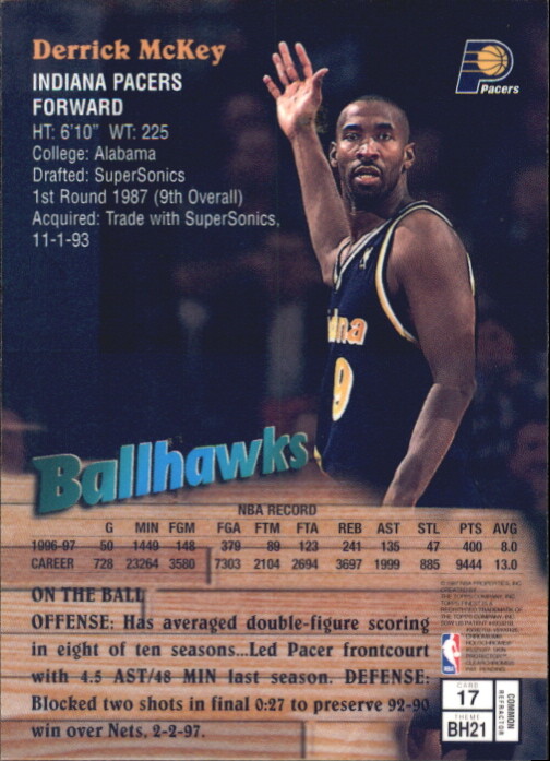 1997-98 Finest Refractors Indiana Pacers Basketball Card #17 Derrick ...