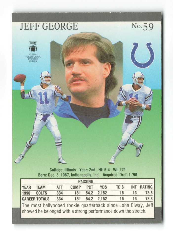 1991 ULTRA FOOTBALL #59 JEFF GEORGE | eBay