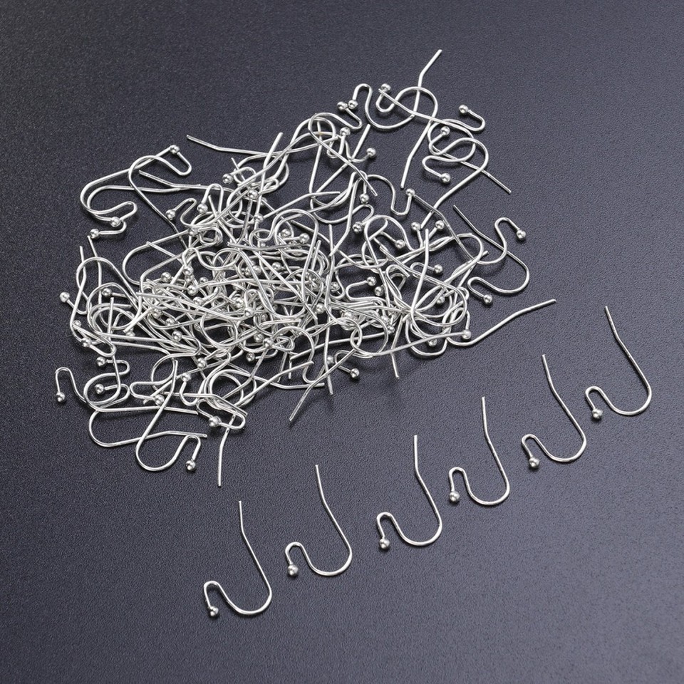 100 Pcs Earring Hooks Ear Wire Hooks with Spring for Jewelry Findings ...