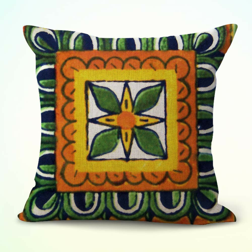 set of 4 decorative pillow majolica Mexican talavera cushion covers | eBay