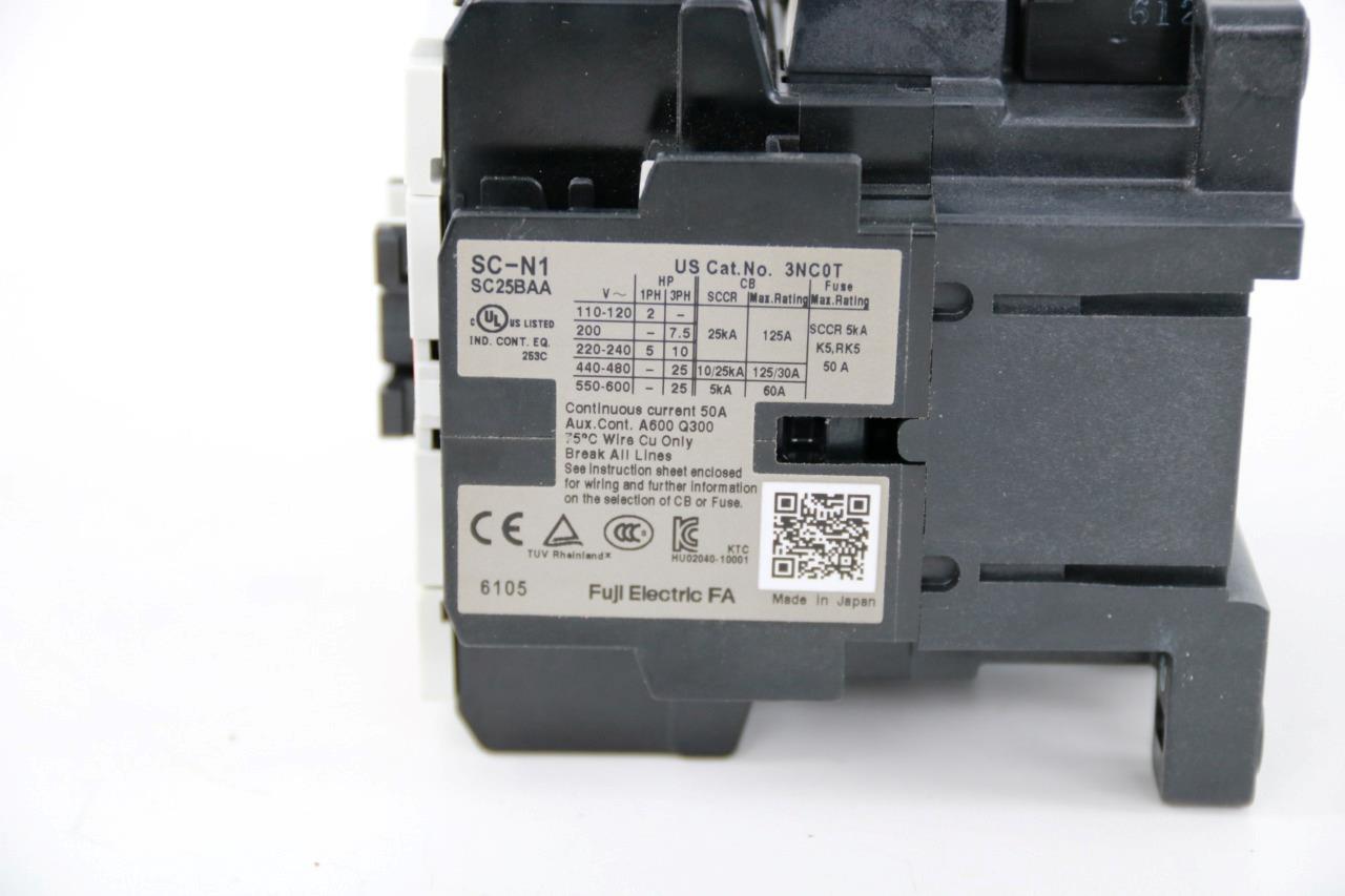 Fuji Electric SC-N1(26) SC25BAA Cat#3NC0T 26Amp Contactor 110-110VAC ...