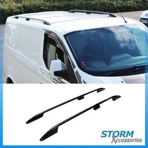 LWB BLACK ALUMINIUM ROOF BARS - ROOF RAILS - PAIR FOR FORD TRANSIT ...