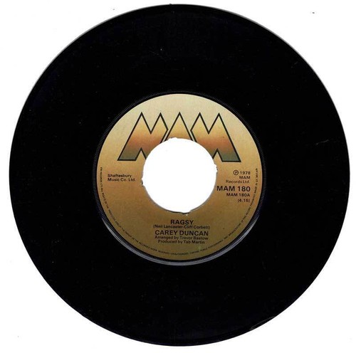 Carey Duncan - Ragsy / Je ne veux pas m'oublier. Single (vinyle ...