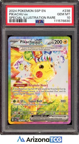 Pokemon 2024 Pikachu ex 238/191 SIR Surging Sparks GEM MINT PSA 10 | eBay