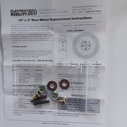 Electric Mobility Scooter - Replacement Wheels - 1 Front 2 Rear, inc ...