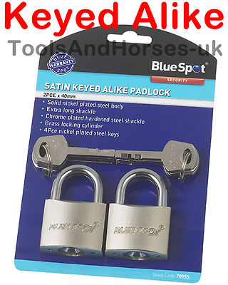 2pc Keyed Alike Padlocks 2x High Security Hardened Steel Brass Cylinder ...