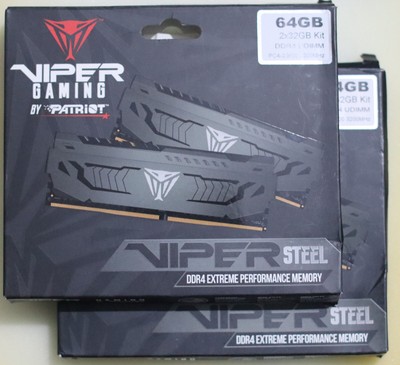 128GB - Patriot Viper Steel TWO SET of 64GB (2x 32GB) 3200MHz DDR4 PC ...