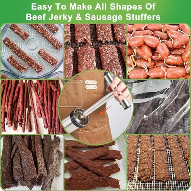 Large Capacity Stainless Steel Jerky Gun Kit Meat Shooter W/ Nozzles ...