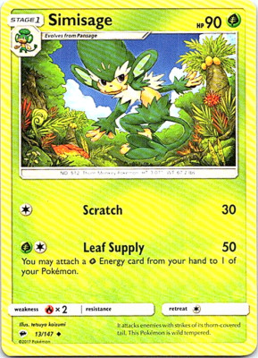 Simisage 13/147 Pokemon Burning Shadows Regular Light Play | eBay