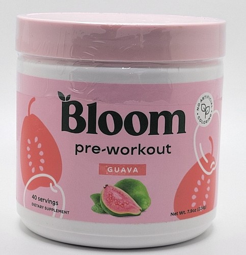 Bloom Nutrition PRE-WORKOUT Powder - GUAVA - 7.9 oz / 40 Servings New ...