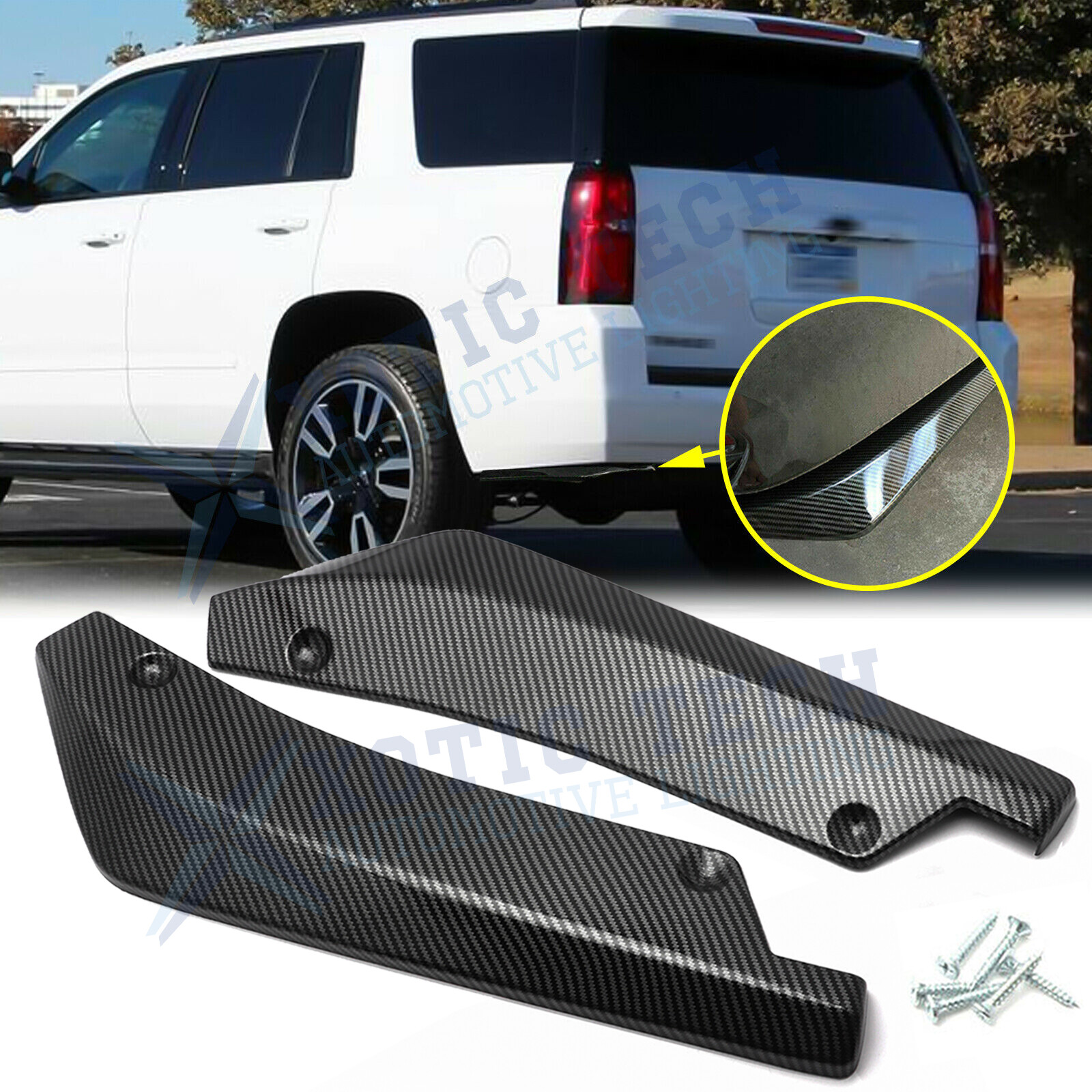 Carbon Fiber Style Rear Bumper Canard Splitter Diffuser Spoilers For ...