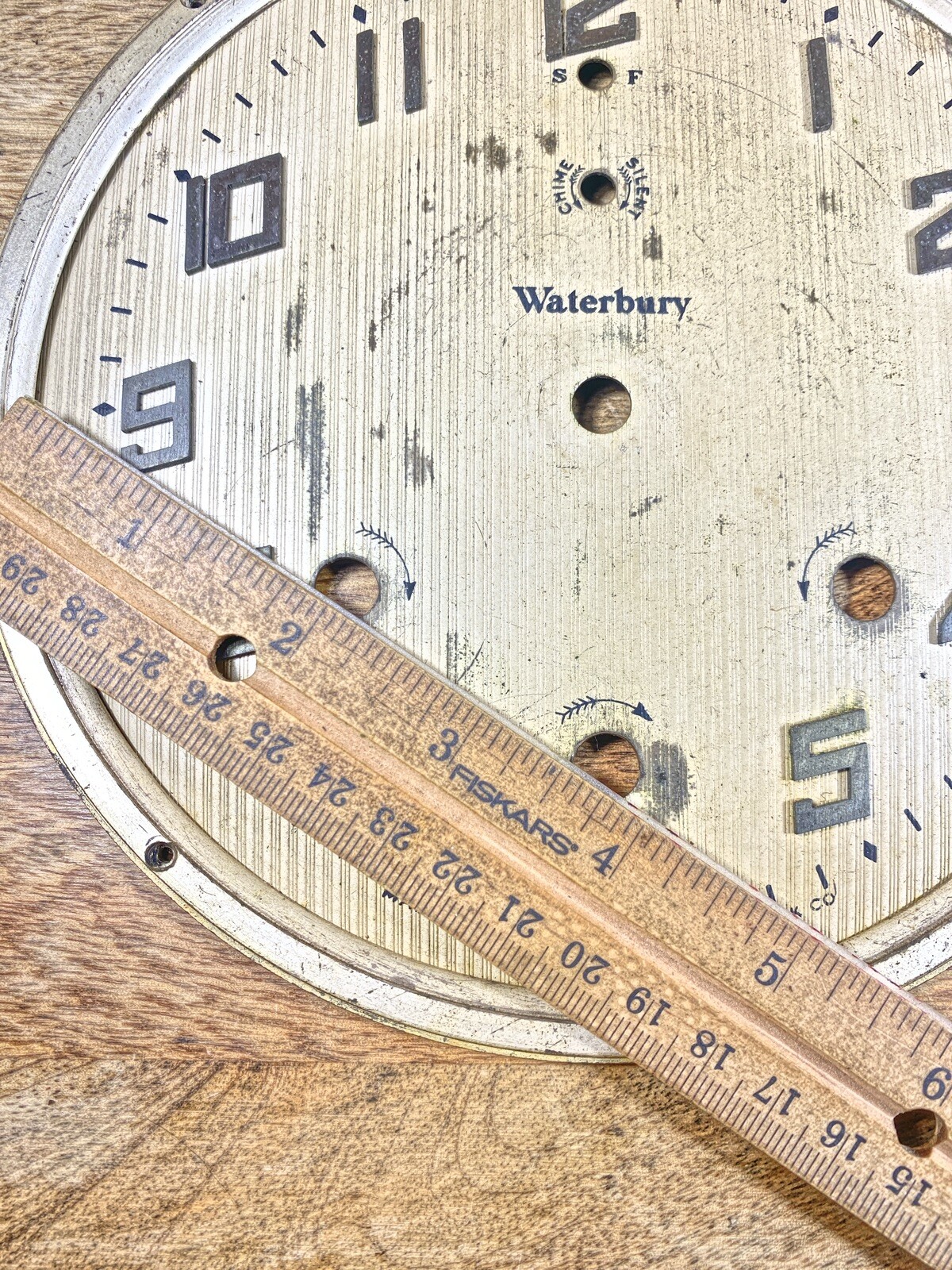 Old Waterbury Westminster Chime Clock Dial Pan (See Pics to ID Mvmt ...