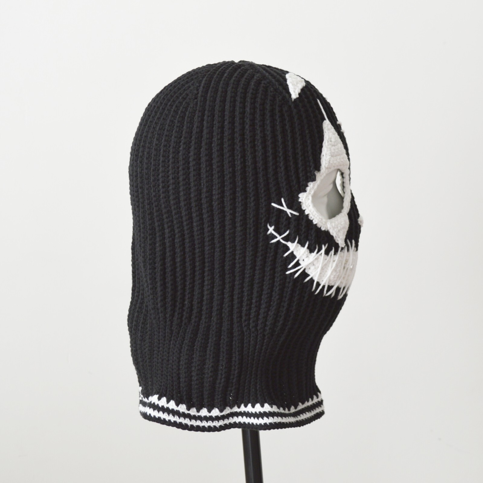 Knitted creepy black balaclava ski mask women men Custom crochet ghost ...