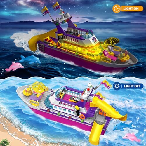 HOGOKIDS Boat Building Set with LED Light - Floatable Cruise Ship ...