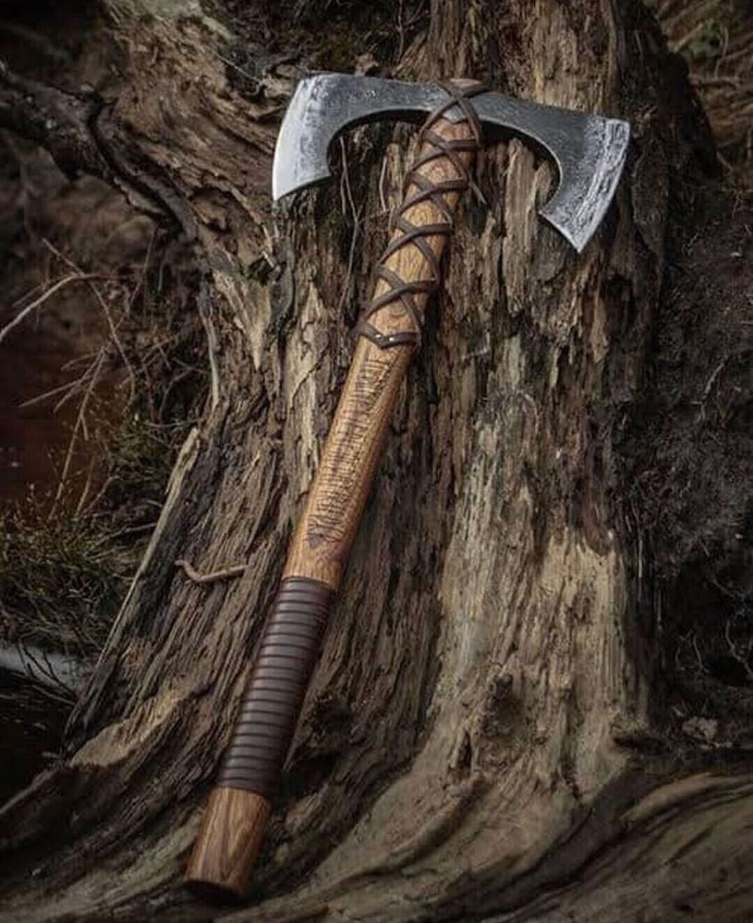 CUSTOM HAND MADE CARBON STEEL HUNTING VIKING TACTICAL TOMAHAWK DOUBLE ...