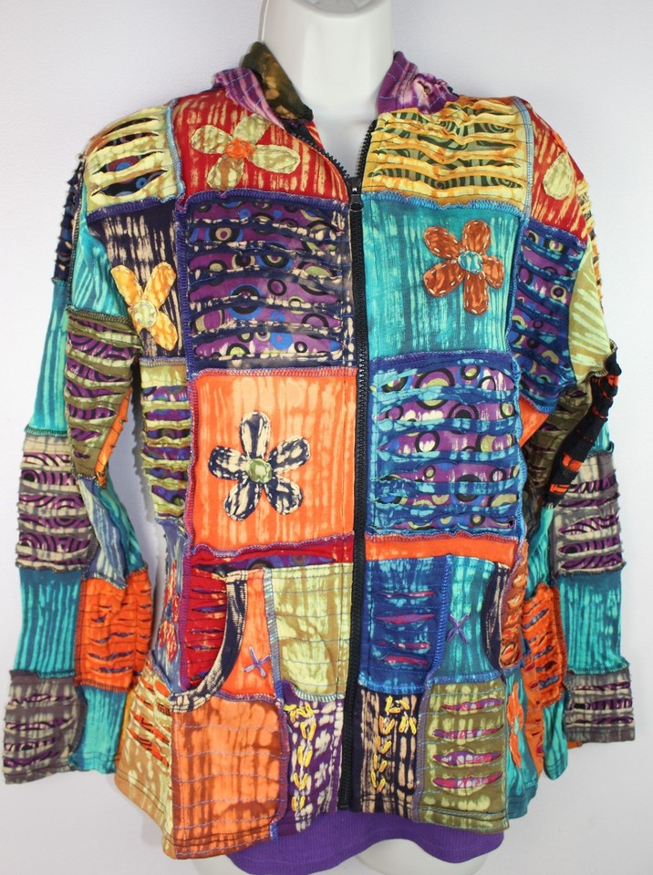 HANDMADE Hippy Boho Hoodie Patchwork Jacket Razorcut Embroidery Top ...