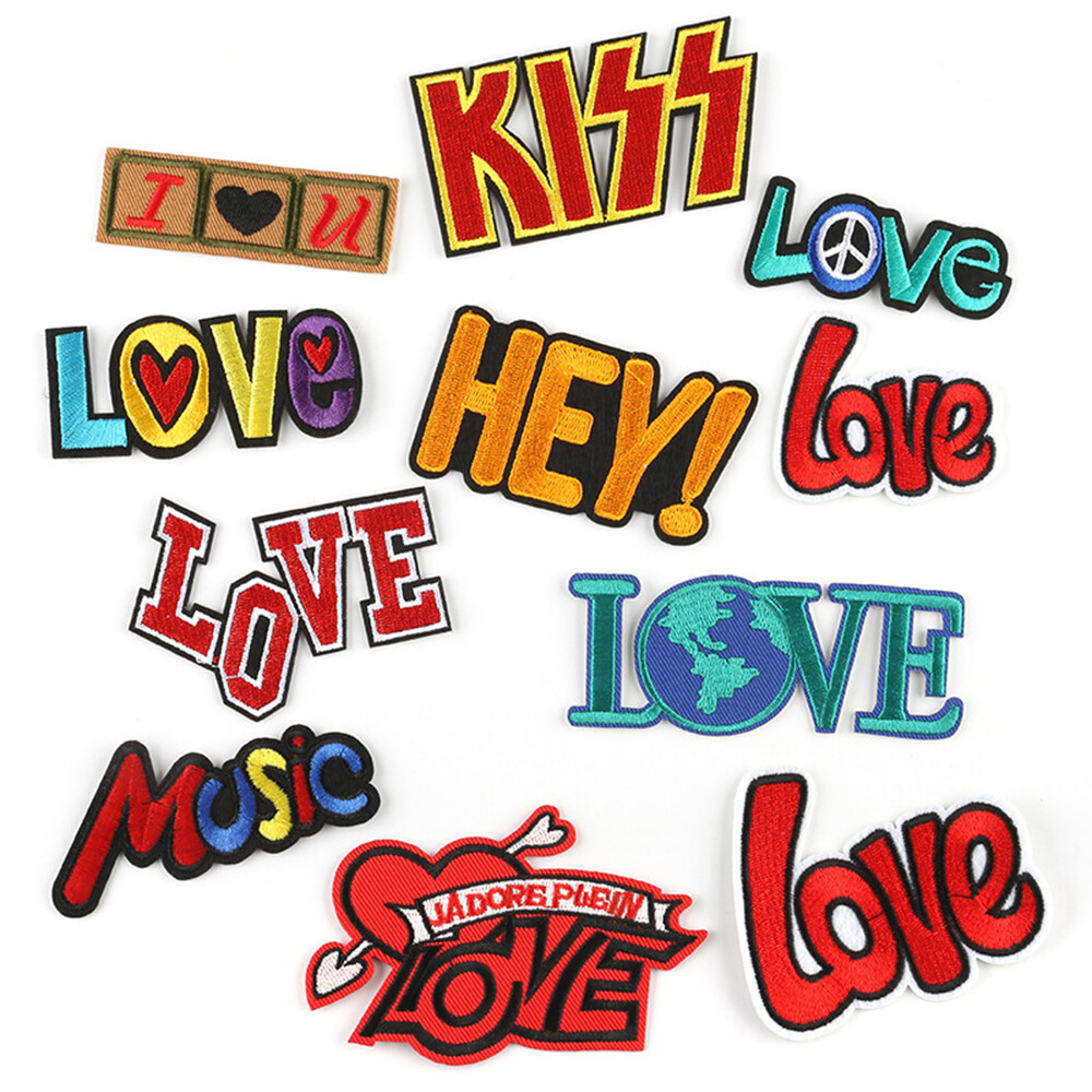 11 pcs DIY Words Patches Embroidery Iron On/Sew On Applique for Clothes ...