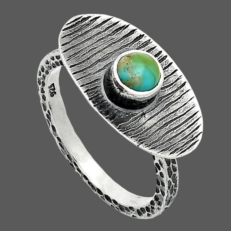 Natural Turquoise Nevada Aztec Mt 925 Sterling Silver Ring s.8 Jewelry ...