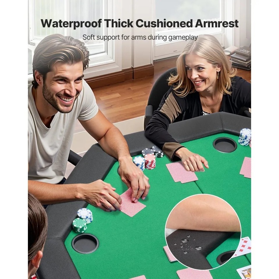 48''Foldable Poker Table 8 Player Folding Casino Leisure Table with ...