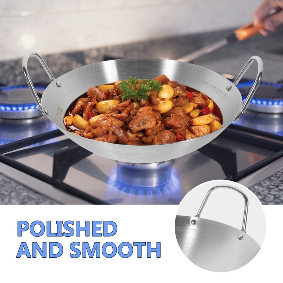 Stainless Steel Wok Round Bottom Wok Large Fry Pan Large Capacity Pan ...