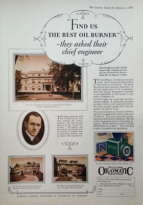 1927 Williams Oil-O-Matic Home Heating Oil Burner Color Vintage Art ...