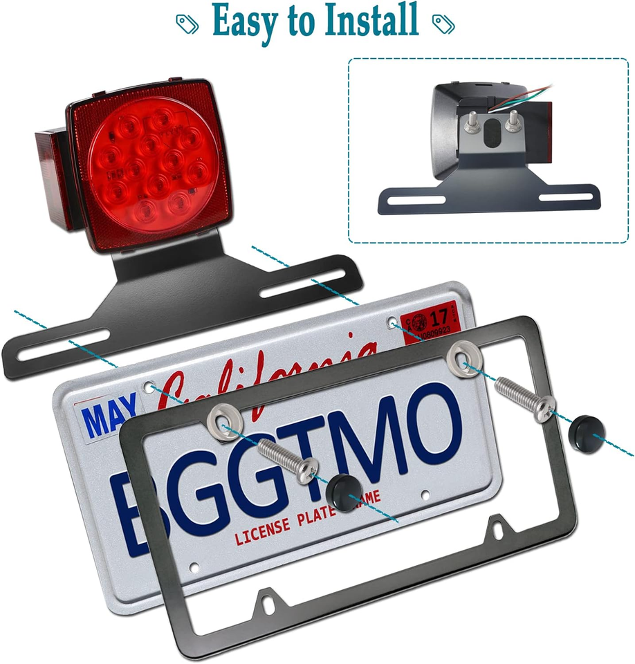 BGGTMO Trailer License Plate Bracket Holder- Atv/Rvs/Boat/Jet Ski ...