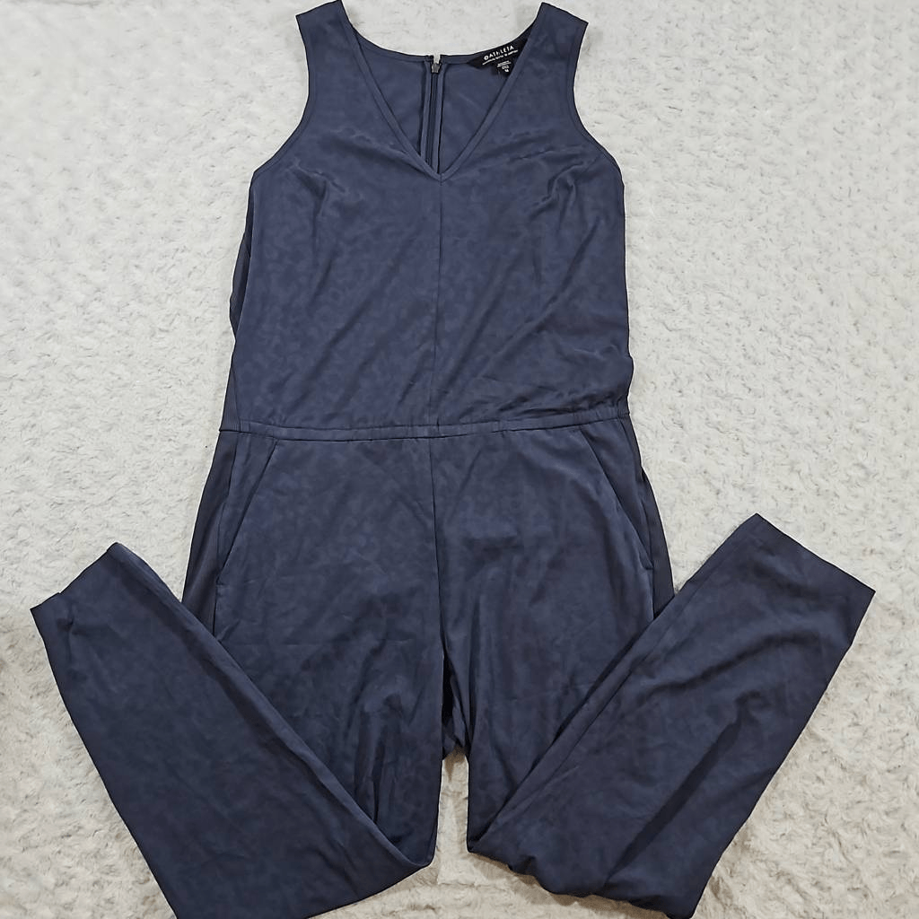 Athleta Brooklyn textured jumpsuit women's size 16 navy blue #981034 ...